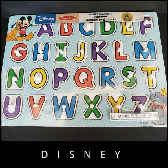 Disney | Toys | Disney Classics Alphabet 26 Wooden Peg Puzzle 3 | Poshmark
